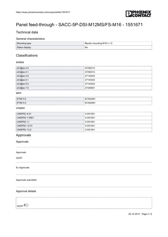 Phoenix Contact 1551671 technical document page 2