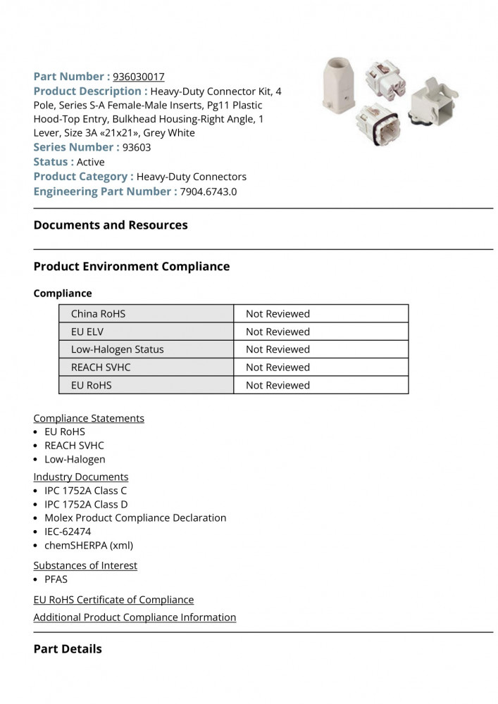 936030017 product document image, page 1