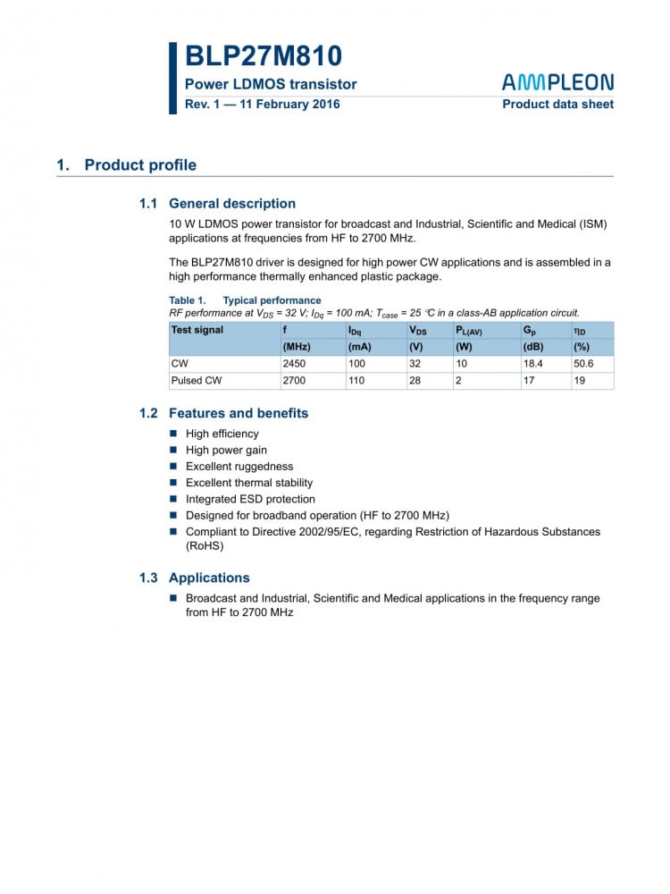 BLP27M810Z datasheet page 1