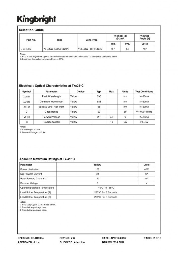 L-934LYD technical document page 2