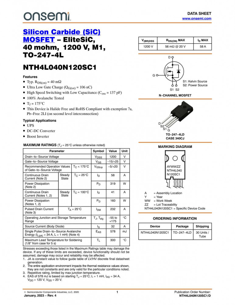 NTH4L040N120SC1 datasheet page 1