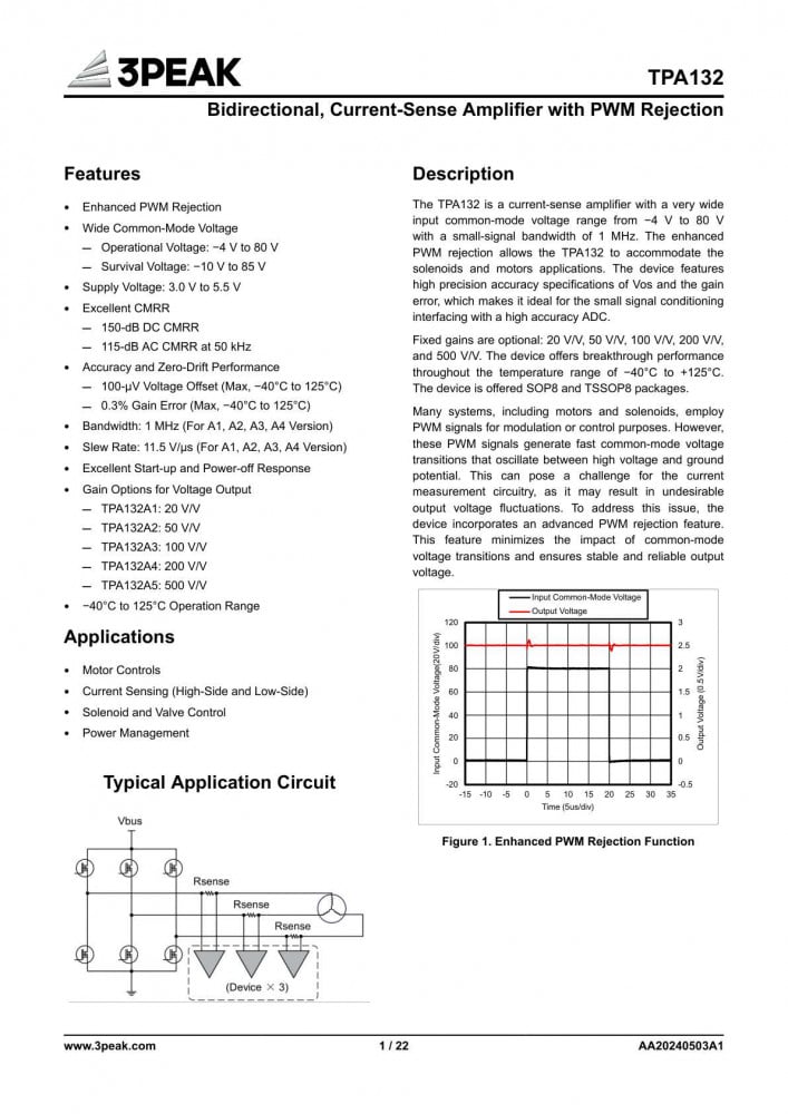 TPA132 datasheet page 1