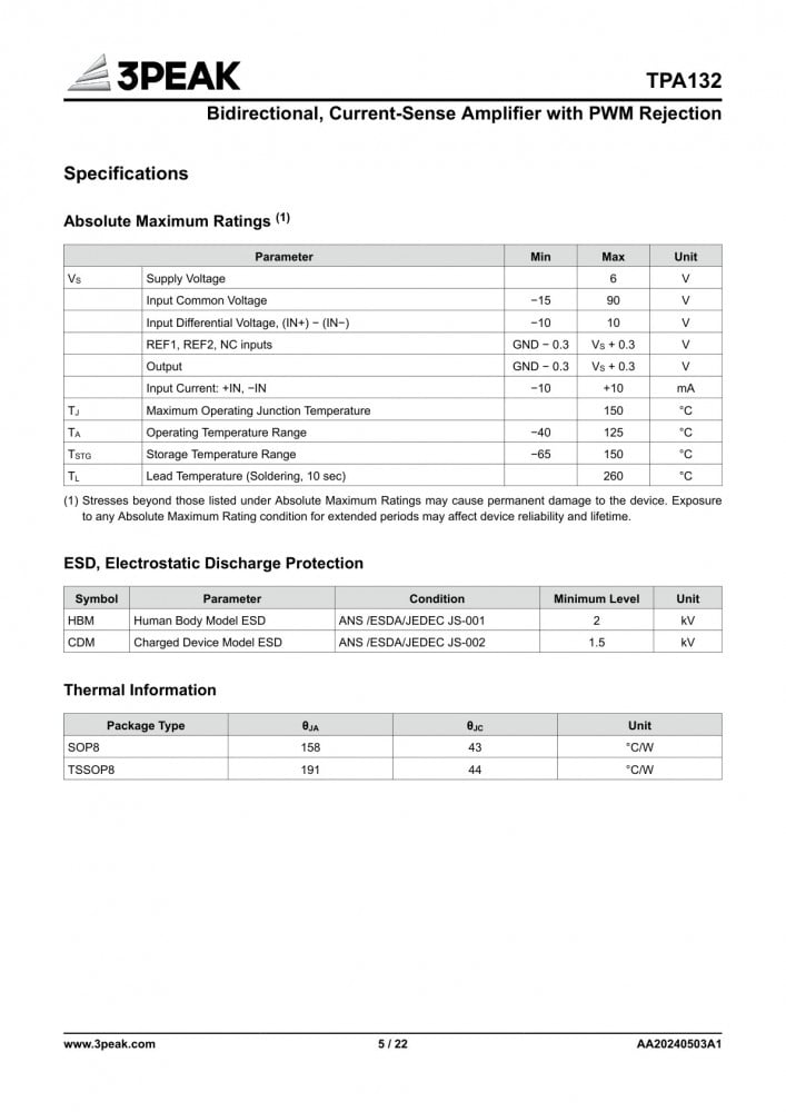TPA132 datasheet page 5
