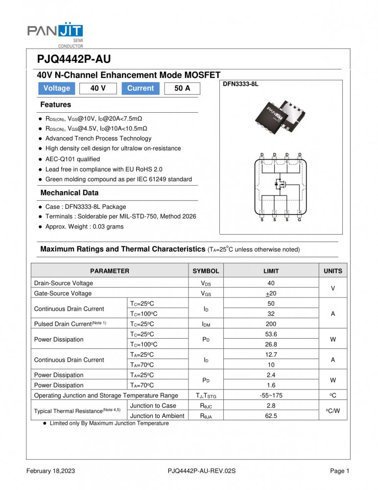 PJQ4442P-AU datasheet page 1