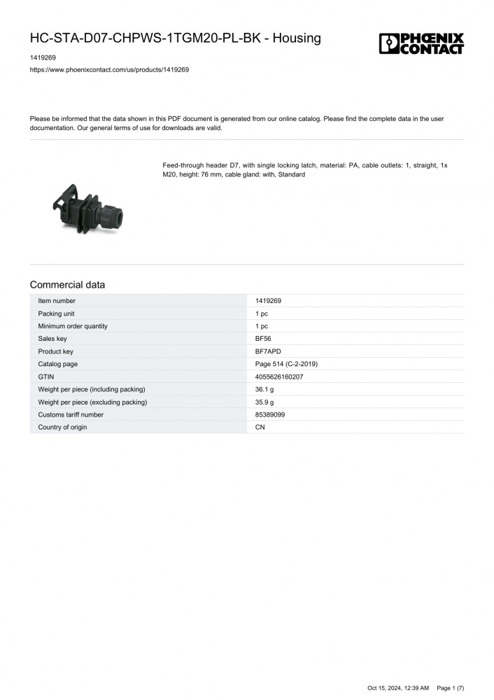 Phoenix Contact 1419269 technical document page 1