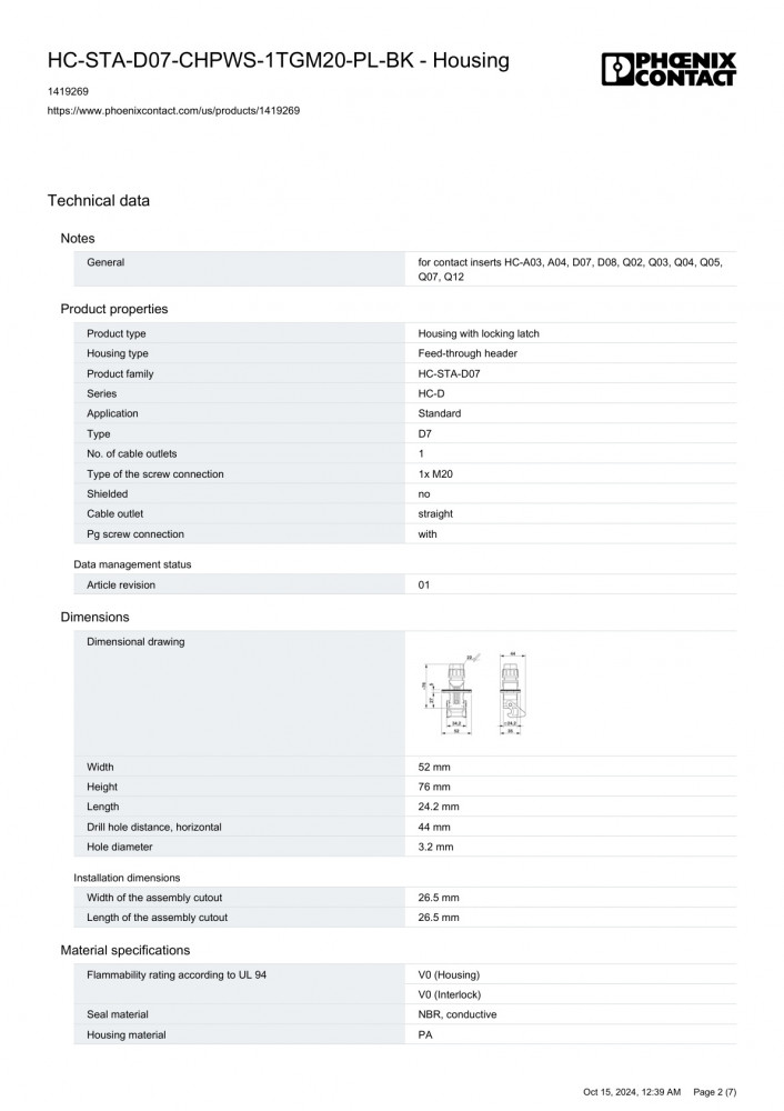 Phoenix Contact 1419269 technical document page 2