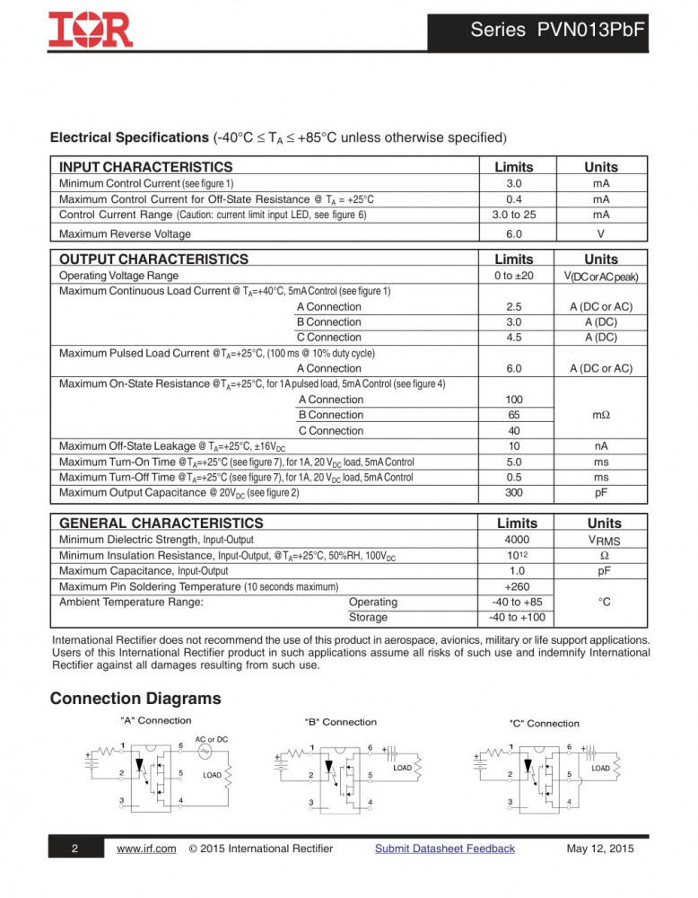 PVN013S datasheet page 2