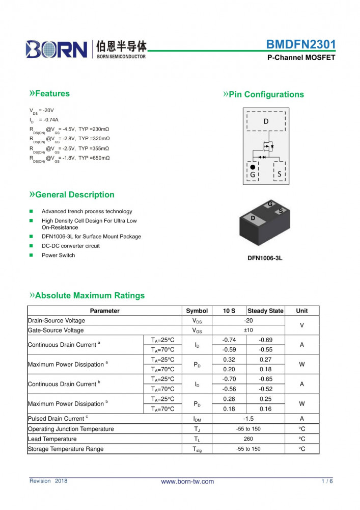 BMDFN2301 datasheet page 1