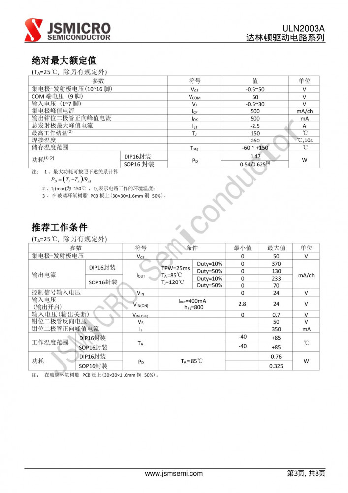 ULN2003A-JSM datasheet page 3
