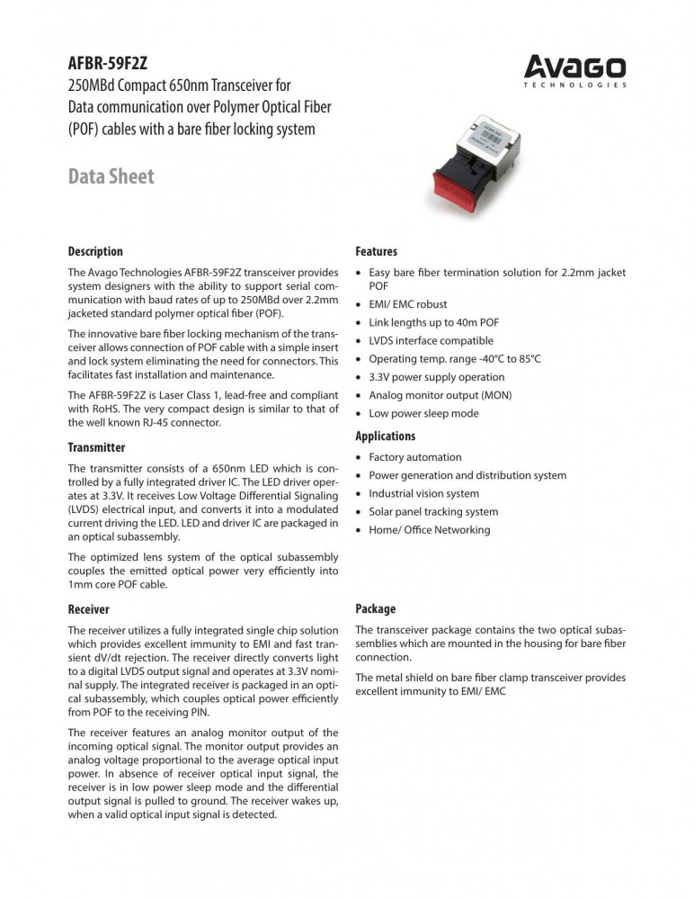 AFBR-59F2Z technical document page 1