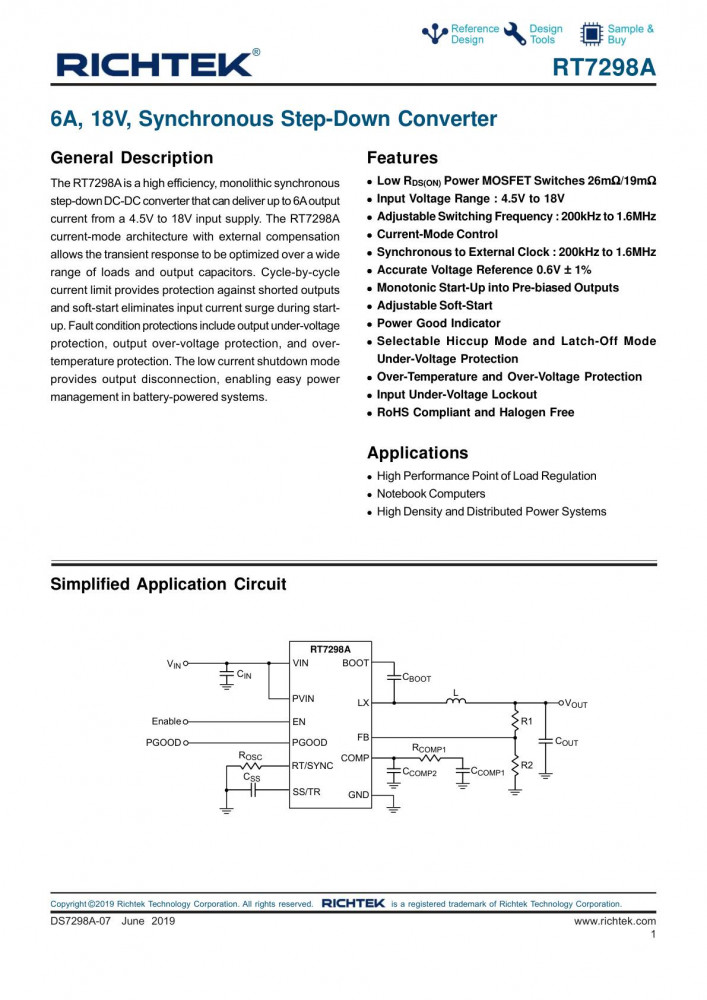 RT7298A datasheet page 1