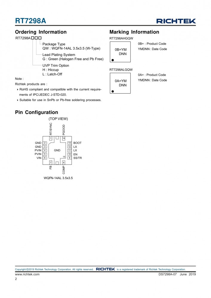 RT7298A datasheet page 2