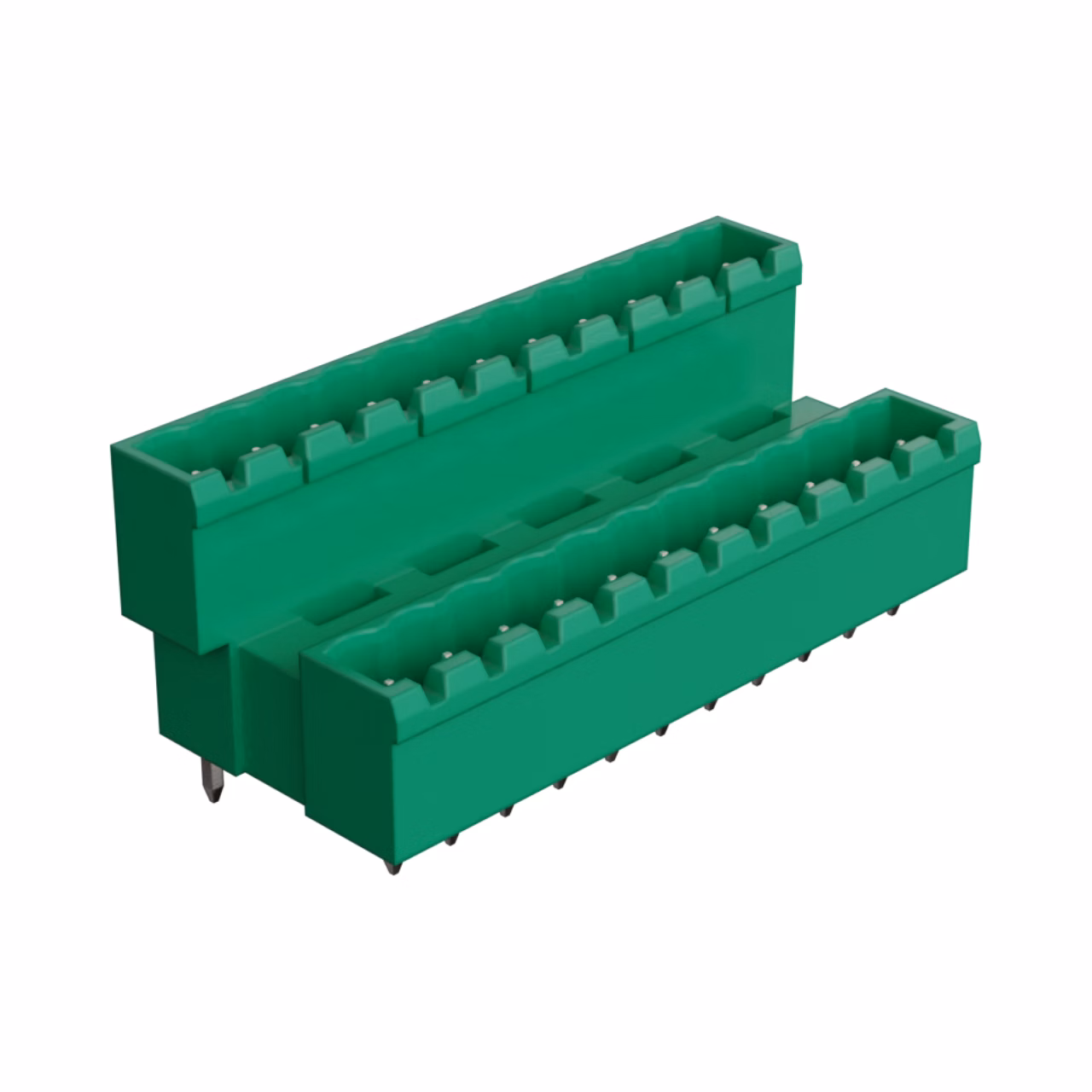 5.00mm Pitch Eurostyle Vertical Dual Level PCB Header, Closed Ends, Green Housing, 22 Circuits for sale