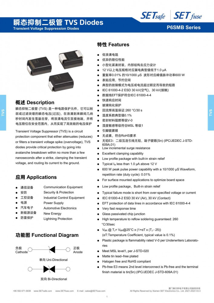 P6SMB series datasheet page 1