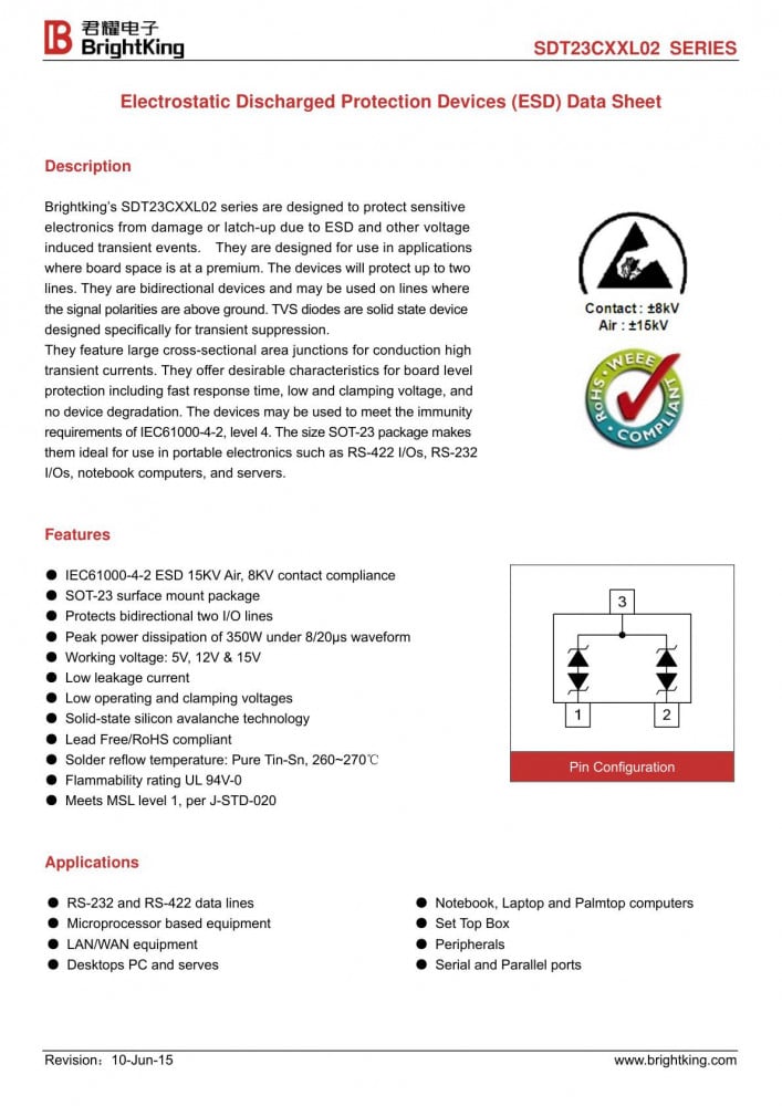 SDT23C15L02 datasheet page 1