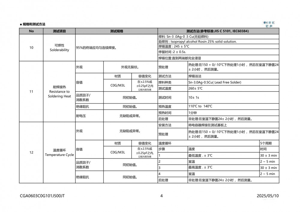 HRE MLCC specification page 4