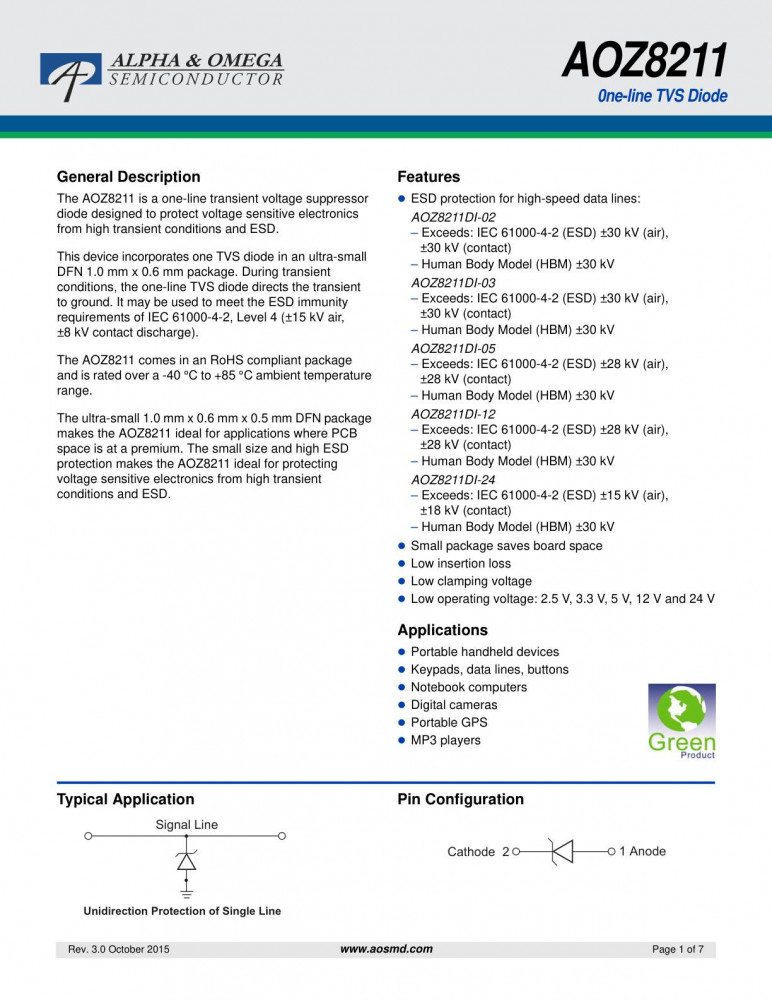 AOZ8211DI-02 datasheet page 1