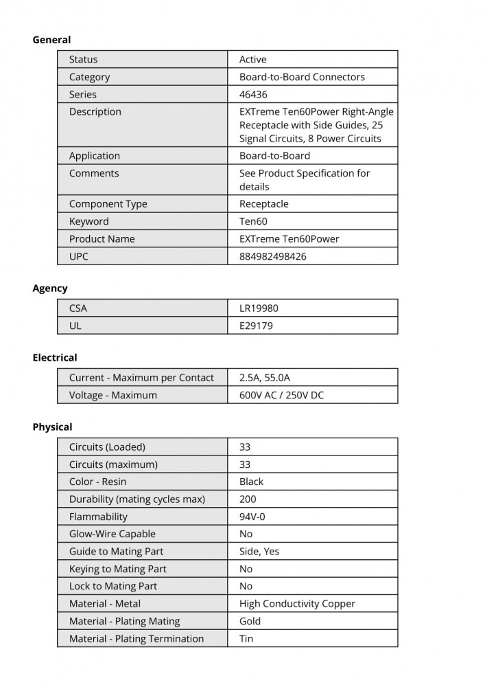 Technical document page 2 for MOLEX 464361191