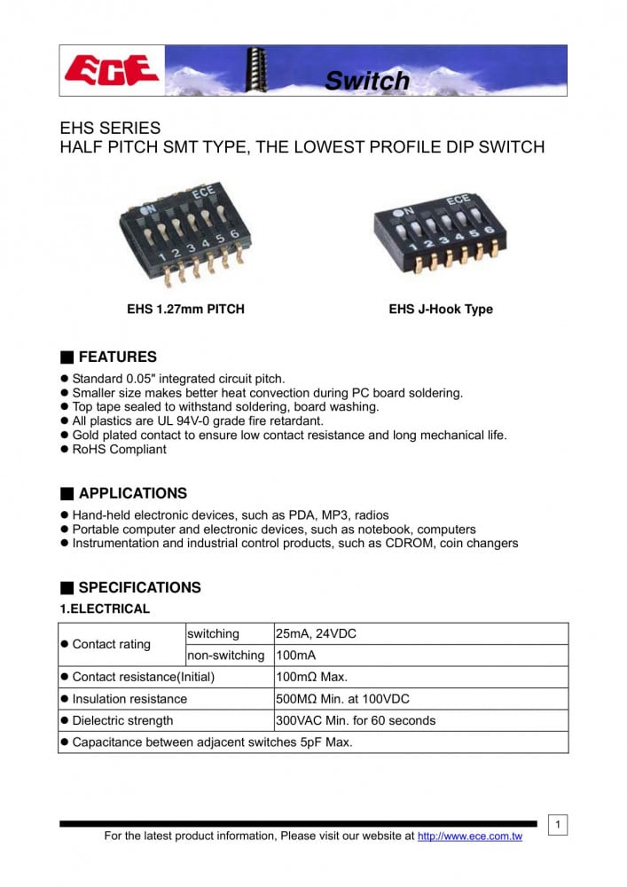 EHS108LD datasheet page 1