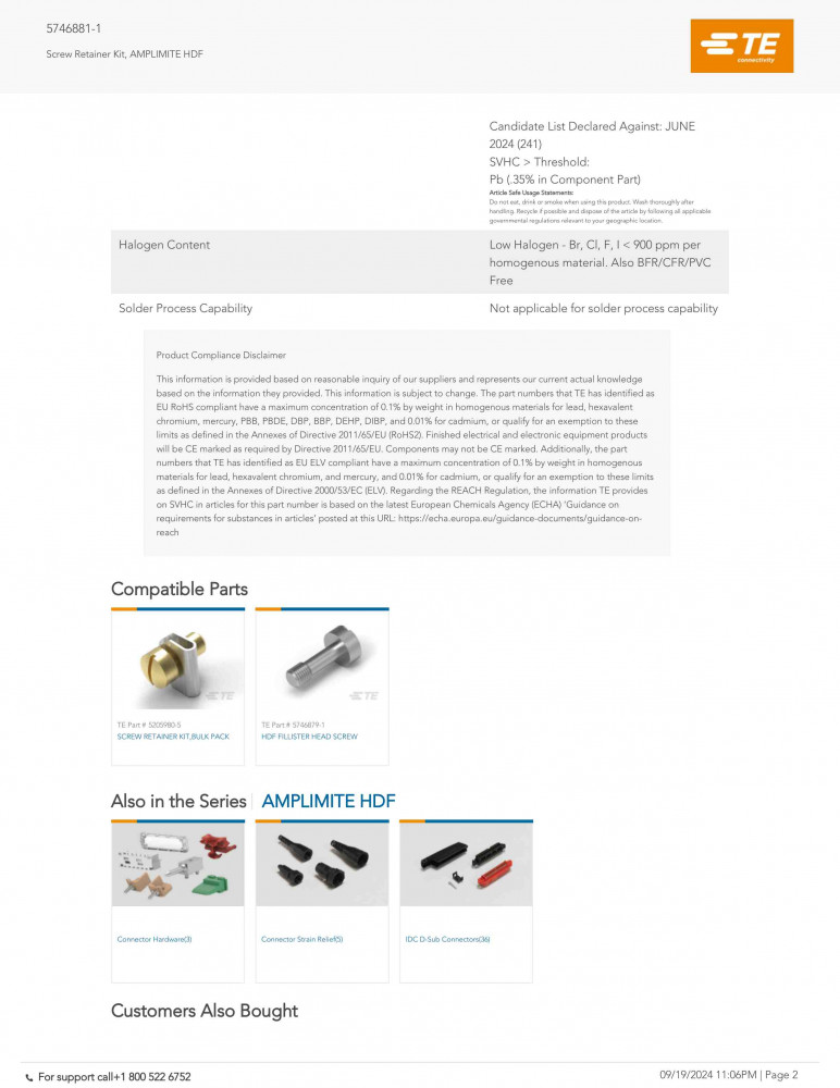 TE Connectivity 5746881-1 technical document page 2