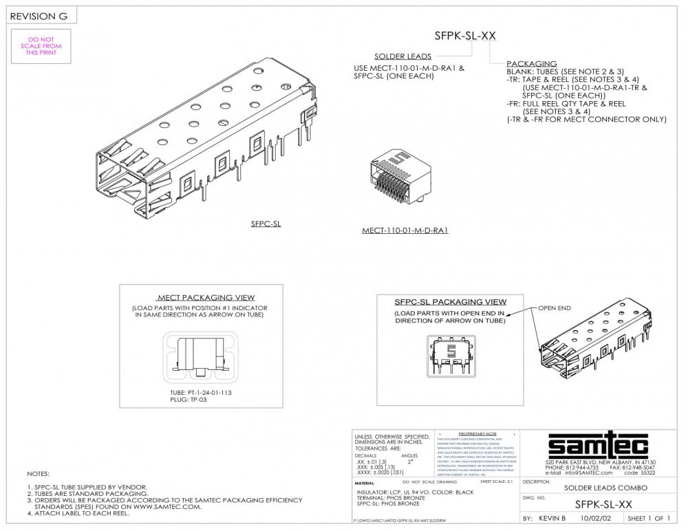 Samtec SFPK-SL technical drawing