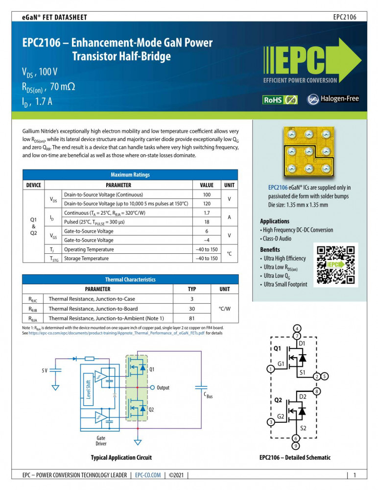 EPC2106 datasheet page 1