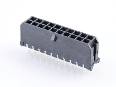 Micro-Fit 3.0 Vertical Header, 3.00mm Pitch, Dual Row, 20 Circuits, with  PCB Polarizing Peg, 0.76µm Gold Plating, Glow-Wire Capable, Black for sale
