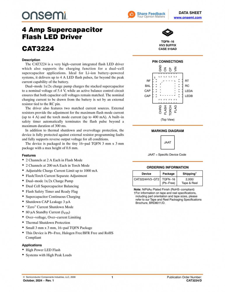 CAT3224 datasheet page 1