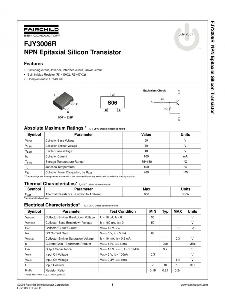 FJY3006R datasheet page 1