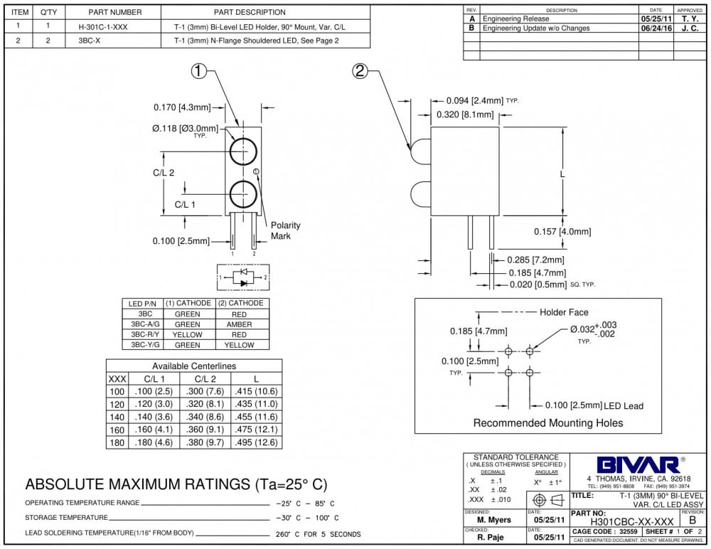 H301CBC-100 technical drawing sheet 1