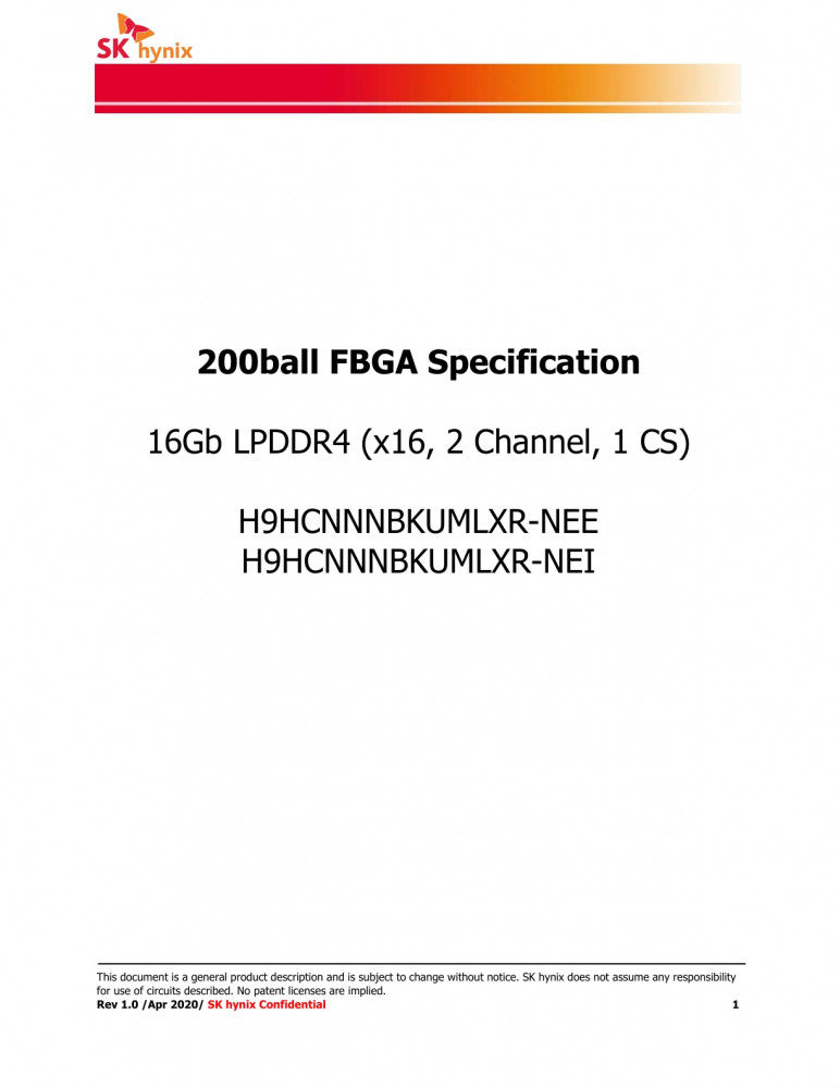 H9HCNNNBKUMLXR-NEE datasheet page 1