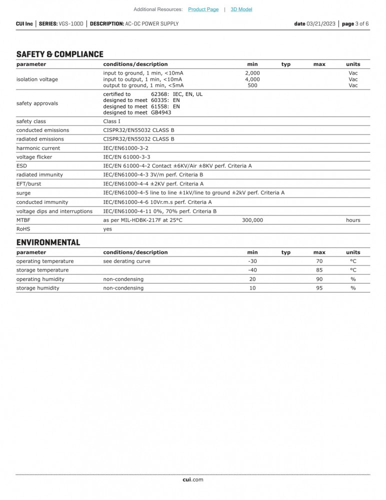 CUI VGS-100D datasheet page 3