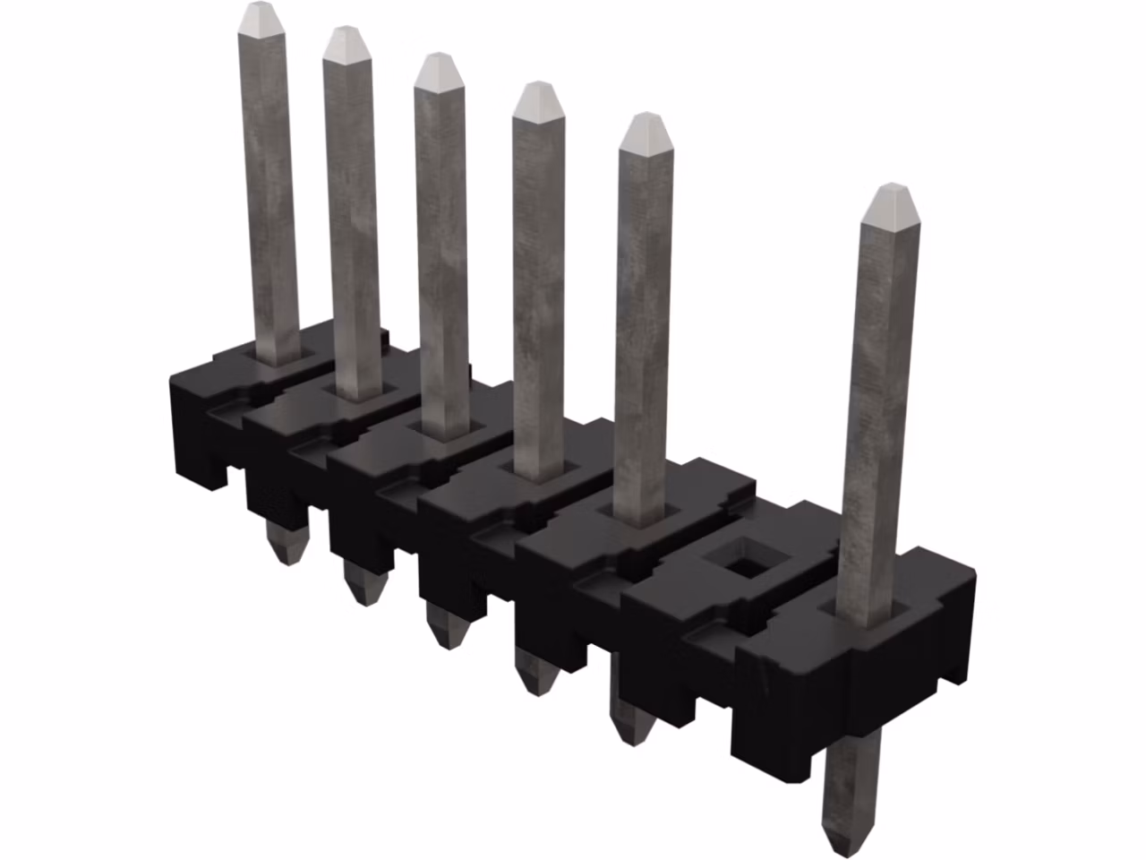 KK 396 Breakaway Header, Vertical, 7 Circuits, Circuit 2 Voided, Matte Tin (Sn) Plating, Pin Length 19.00mm (.750