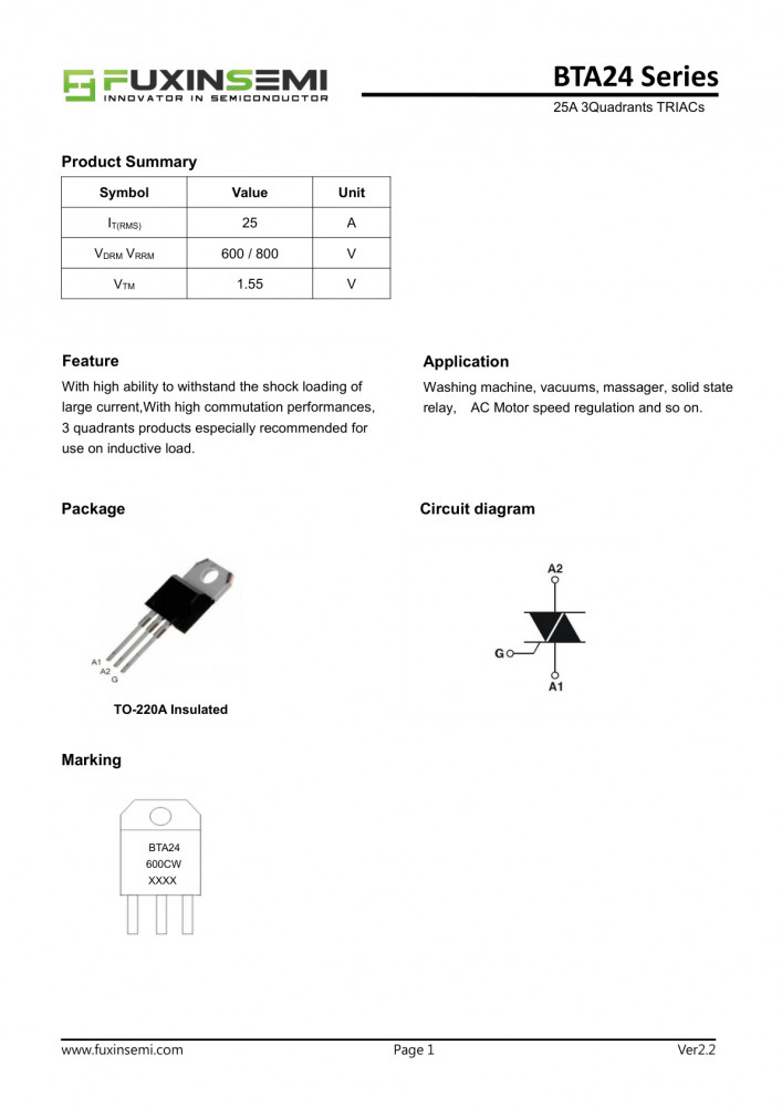 BTA24-800CWRG datasheet page 1