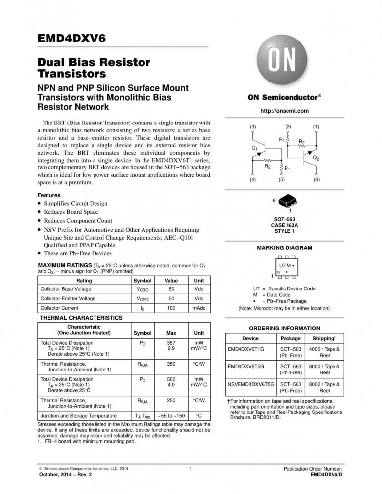 EMD4DXV6T1G datasheet page 2