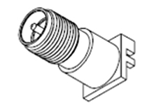 BNC Jack, Right-Angle, Bulkhead Receptacle, PCB, with Board Lock Legs, White PBT Housing, Housing Height 13.20mm, Nut and Lockwasher Included, Tray, 50 Ohms