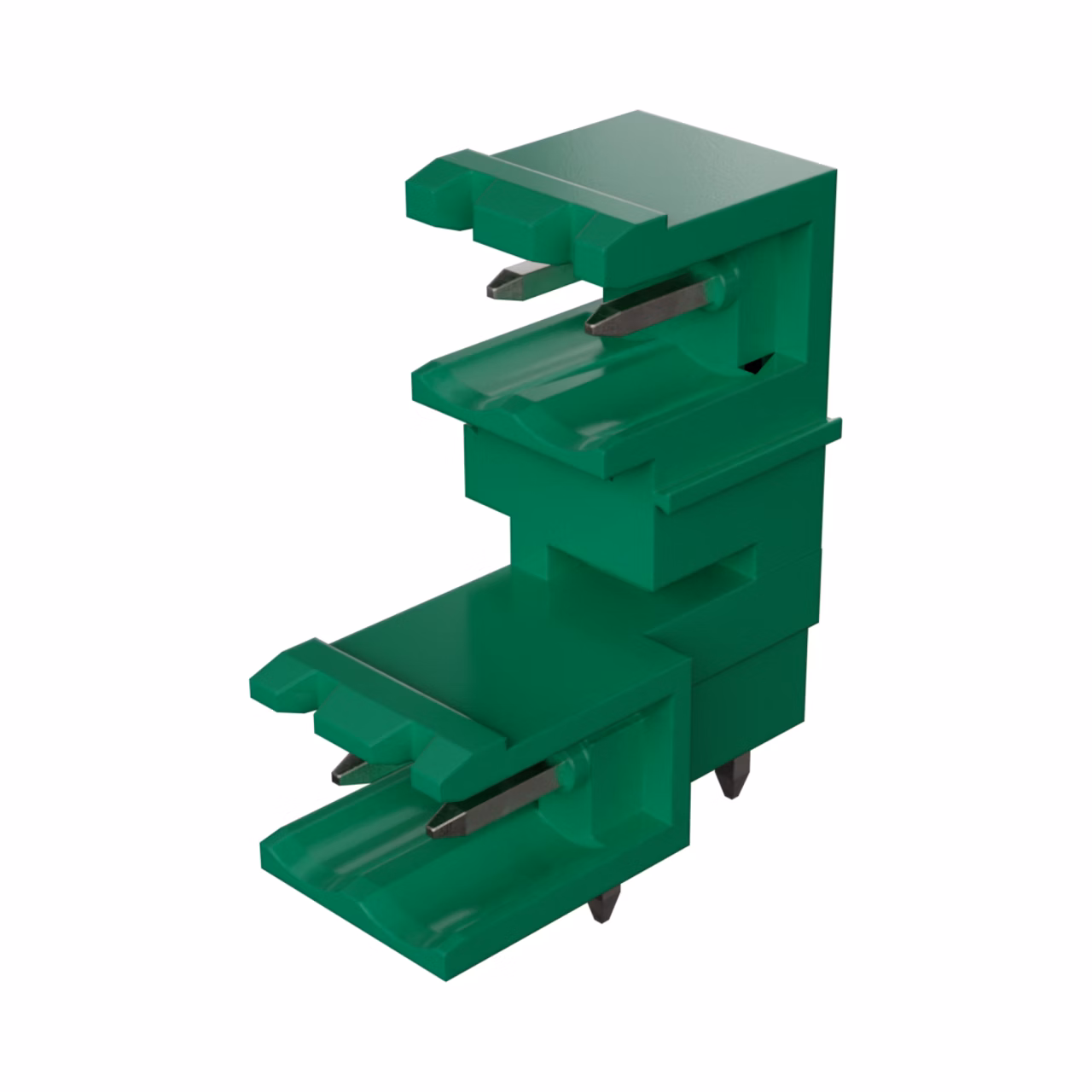 5.00mm Pitch Eurostyle Horizontal Dual Level PCB Header, Open Ends, Green Housing, 4 Circuits for sale