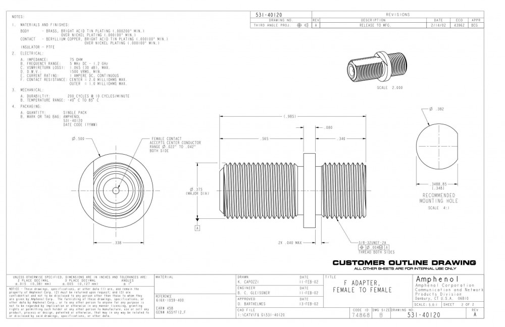 Amphenol 531-40120 technical drawing