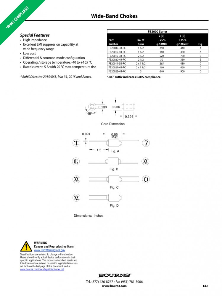 BOURNS FB2000 Series technical document page 1