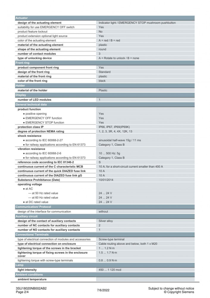SIEMENS 3SU18020NB002AB2 datasheet page 2
