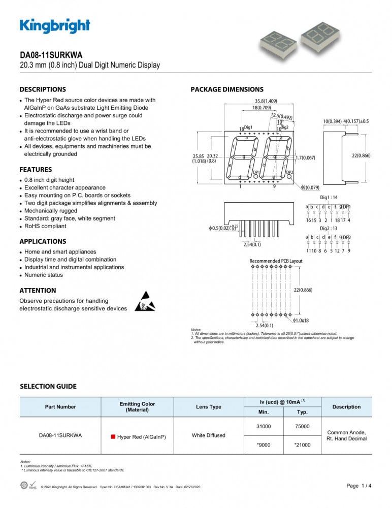 DA08-11SURKWA datasheet page 1