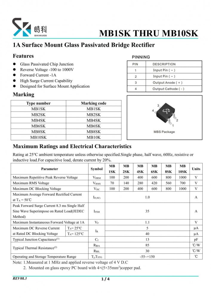 MB6SK datasheet page 1