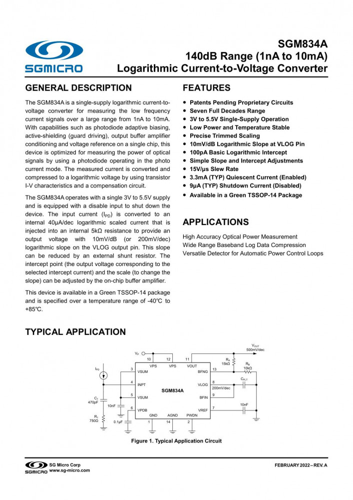 SGM834A datasheet page 1