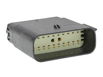 MX150 Mat-Sealed Female Connector Assembly, Dual Row, 20 Circuits, Keying Option A, with Connector Position Assurance, Yellow, 6 Plugged Cavity