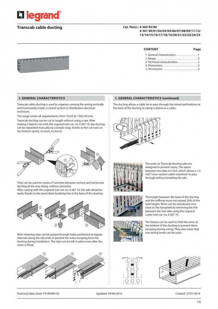 Legrand Transcab technical document page 1