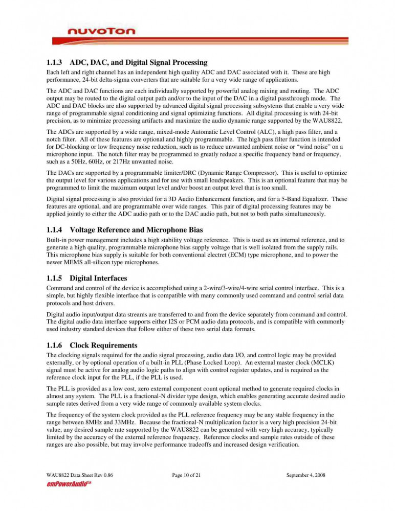 WAU8822 datasheet page 10