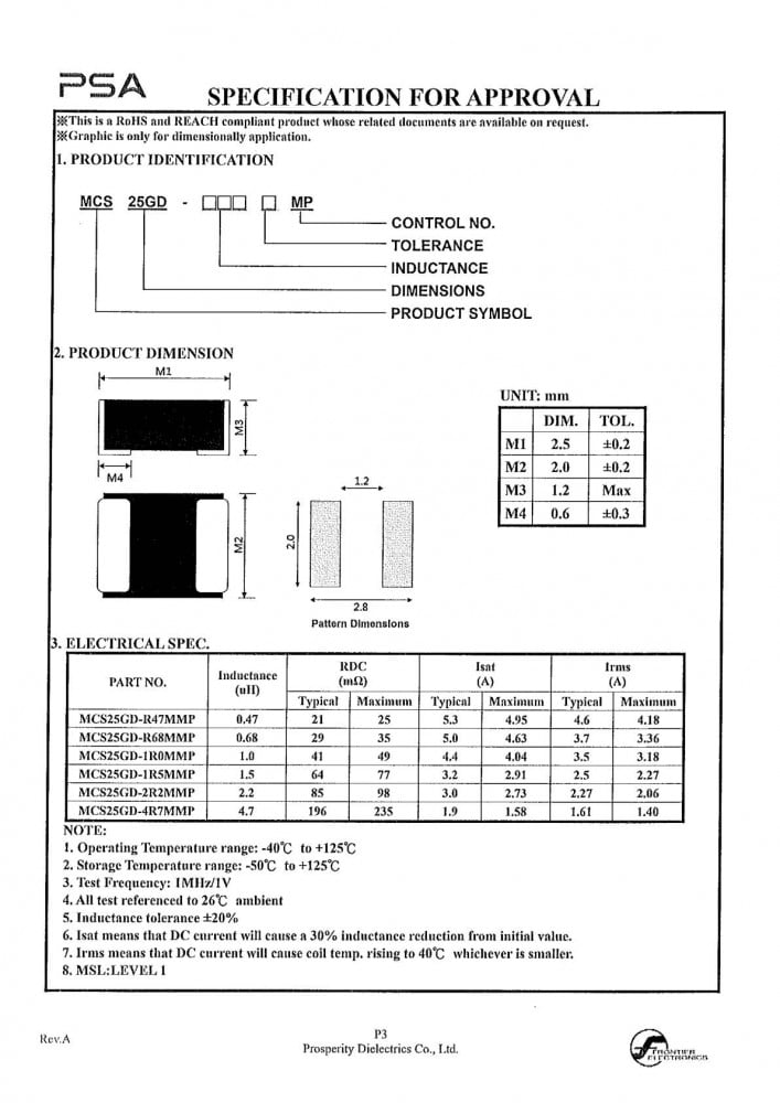 PSA MCS25GD technical document page 4