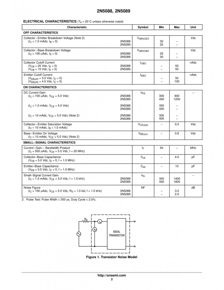 2N5088 technical document page 2