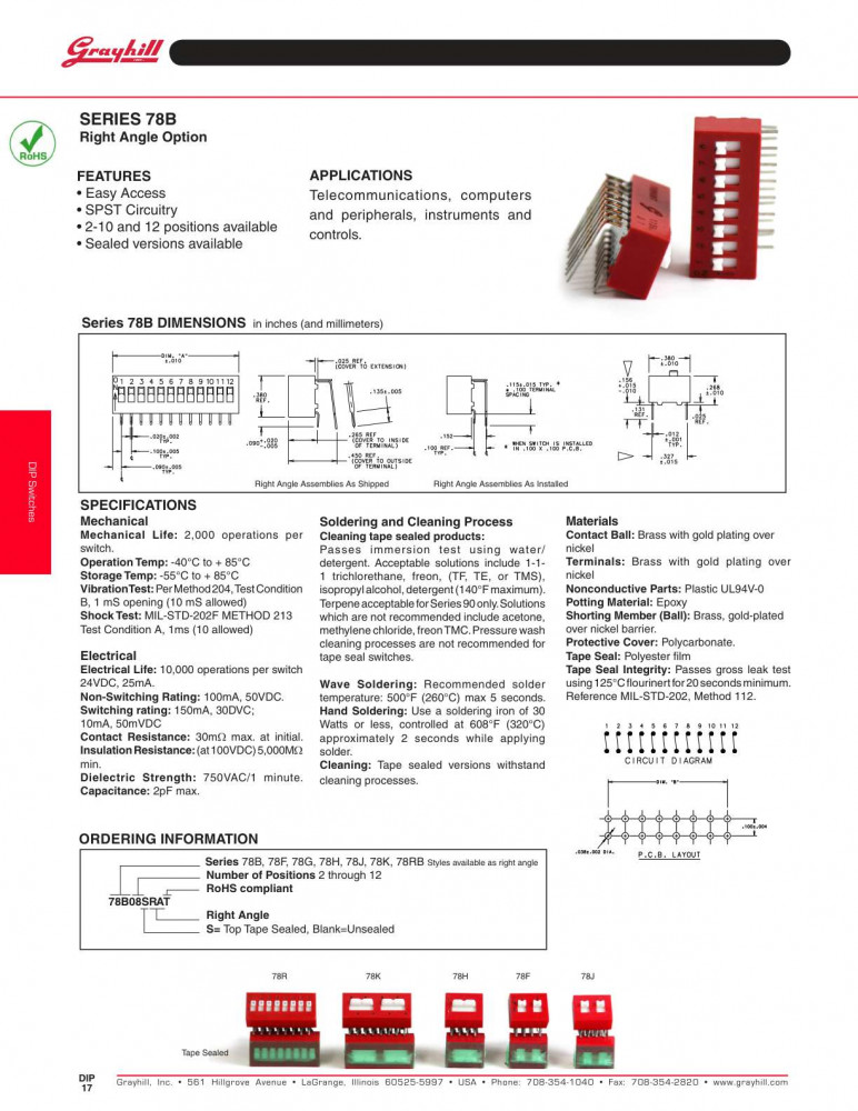 Grayhill 78F05RAT technical document page 1