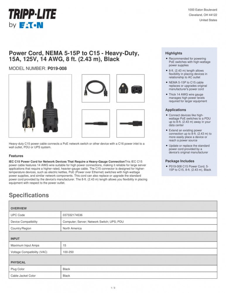 P019-008 technical document page 1